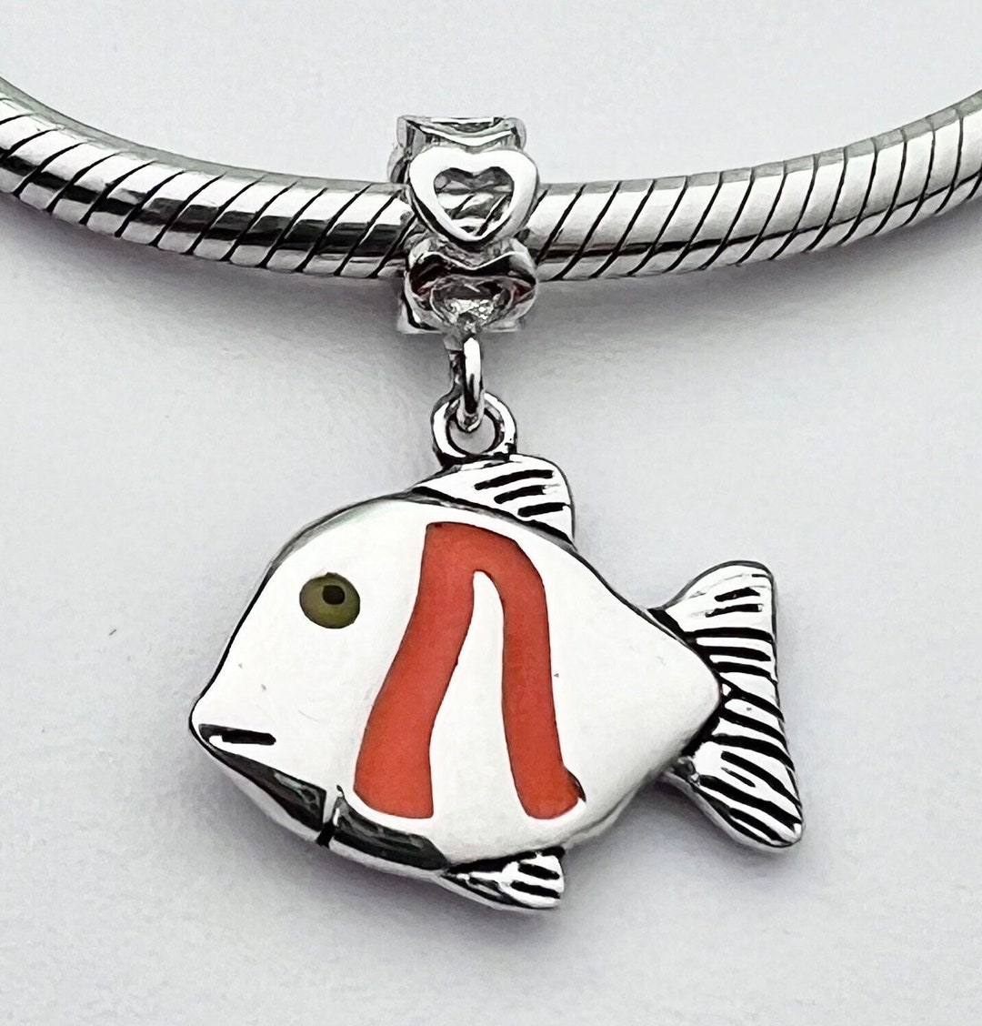 Charm for Pandora 925 Sterling Silver Tropical Fish Dangle Red-orange ...