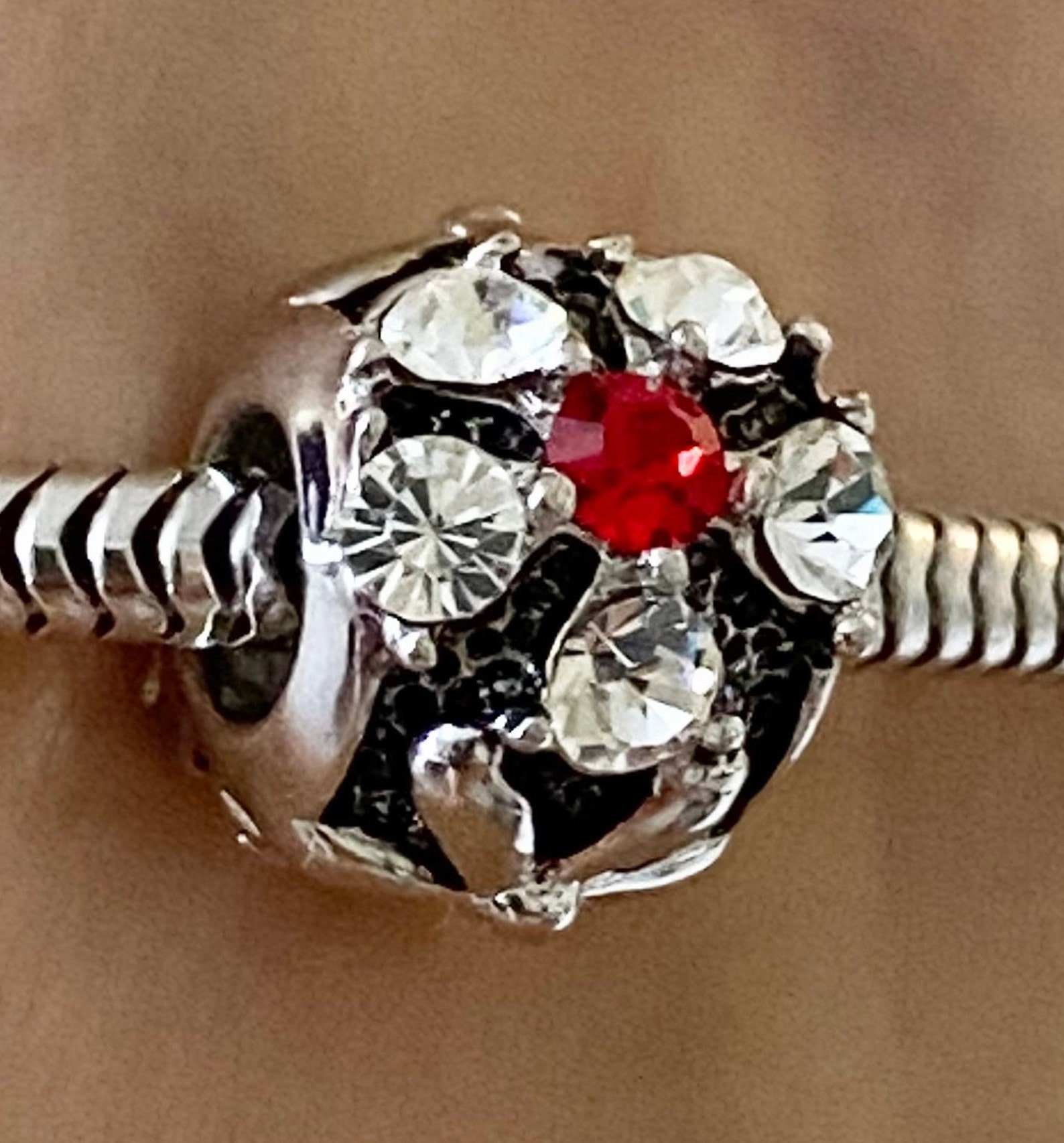 Charm for Pandora 925 sterling silver Flower charm with Red | Etsy