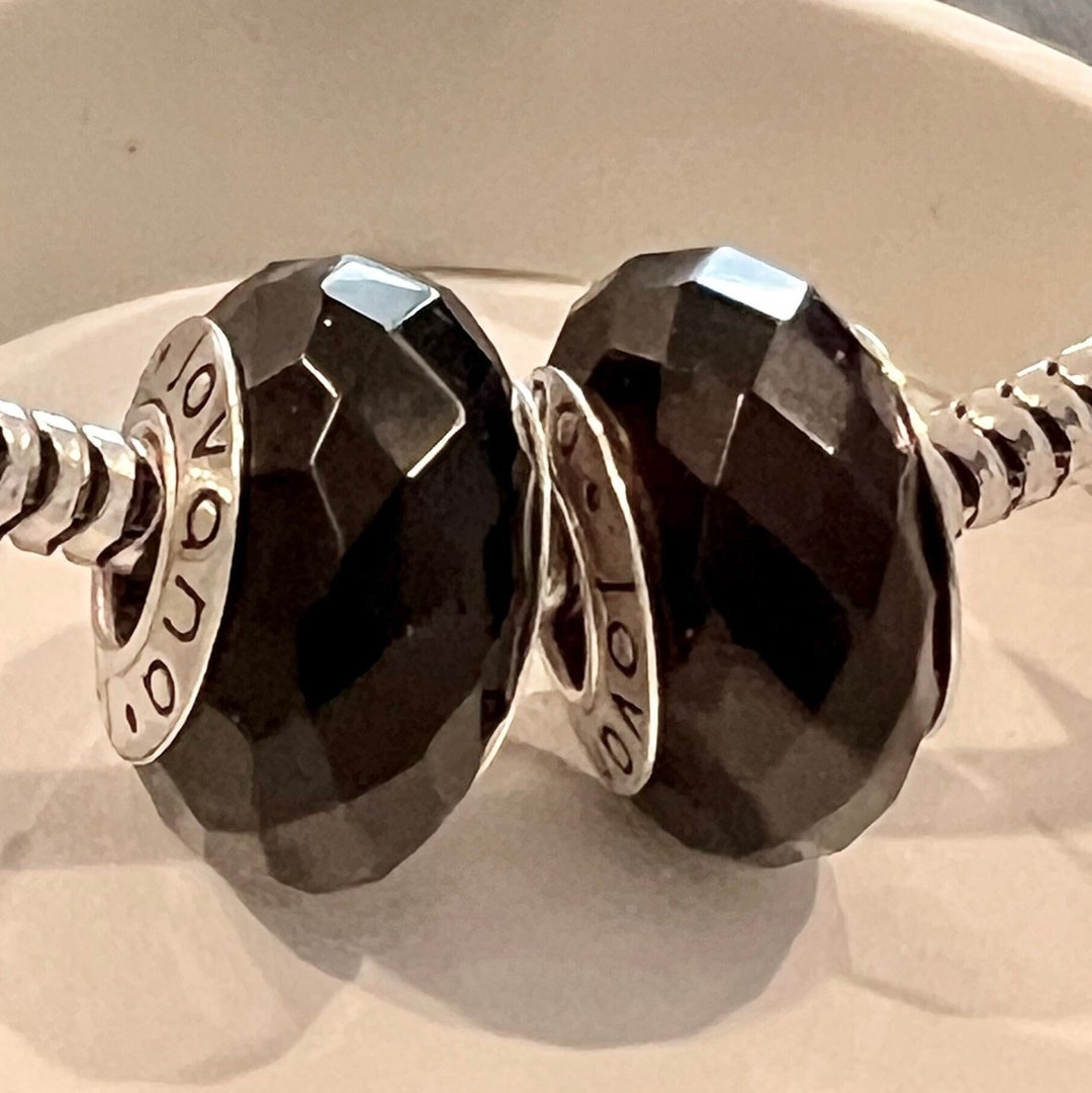 2 Charms for Pandora Facted Dark Smoky Quartz Stones 925 - Etsy
