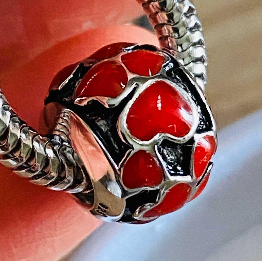 Charm for Pandora 925 Sterling Silver Love Heart Charm Red Enamel - Etsy