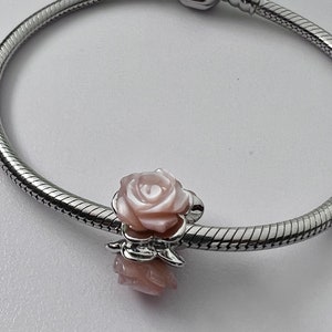 Charm for Pandora 925 Sterling Silver Pink Shiny Roses , White Roses ...