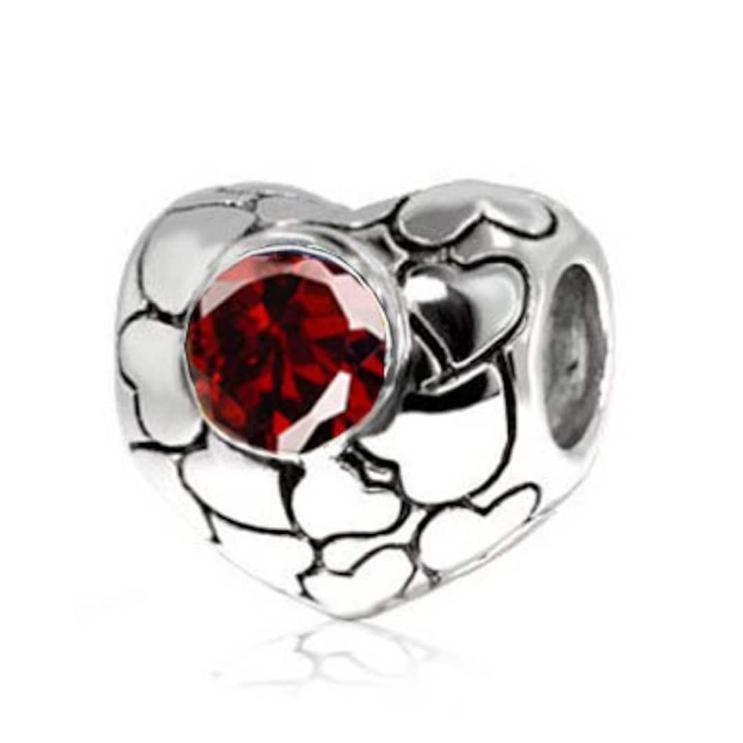 Charm for Pandora 925 Sterling Silver Love Heart Red Garnet Gemstone - Etsy