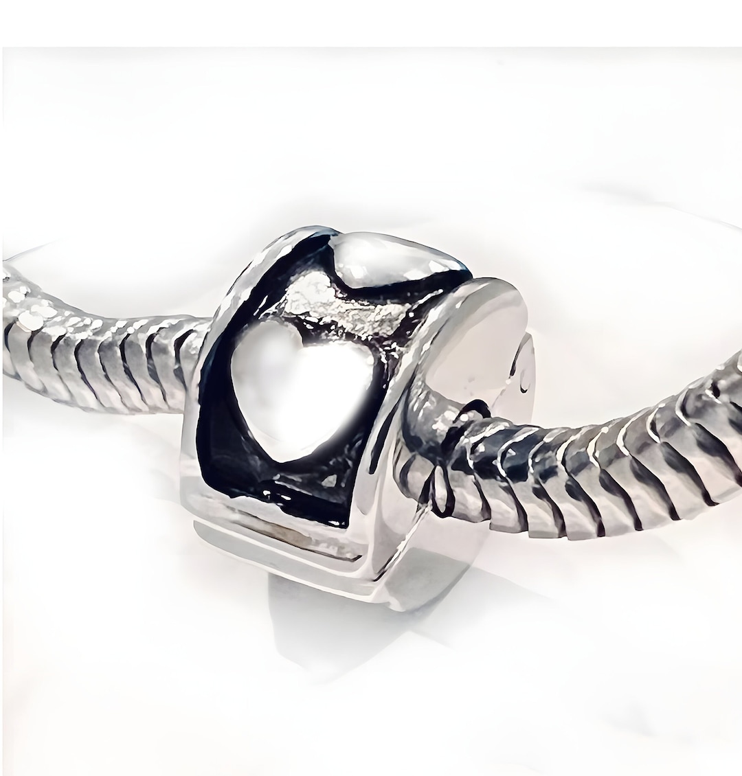 Pandora Lock Charm 925 Sterling Silver Heart Design Stopper With ...
