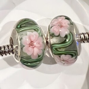 2 Charms for Pandora Beautiful Hibiscus Murano on 925 Sterling Silver ...