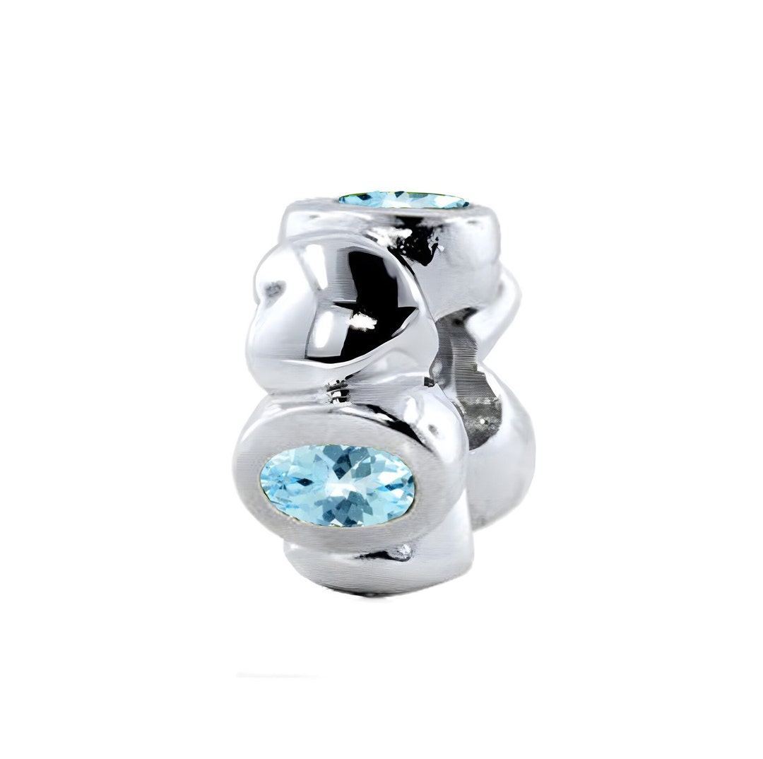 Charm for Pandora 925 Sterling Silver Heart and Blue Topaz Gemstone - Etsy
