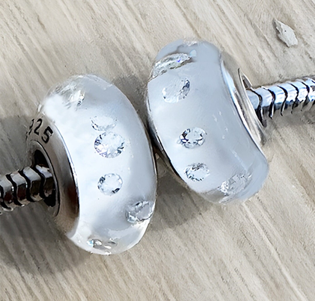2 Charms for Pandora Crystal Clear With Swarovski Crystals Murano on ...