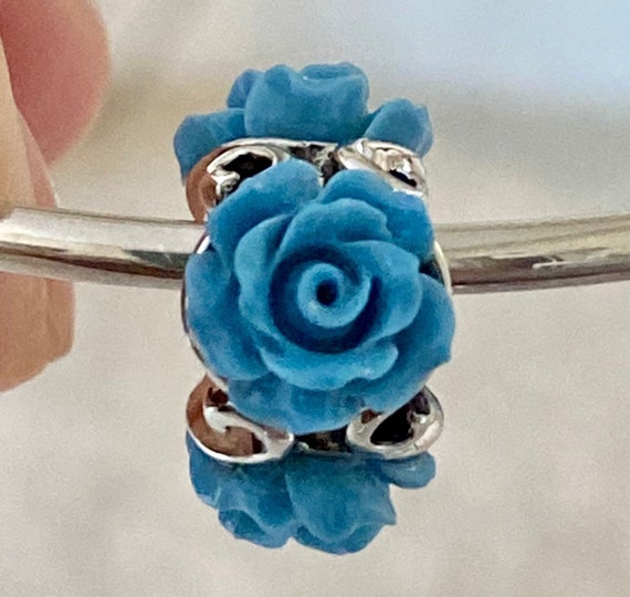 Charm for Pandora 925 Sterling Silver Turquoise Color Rose - Etsy UK