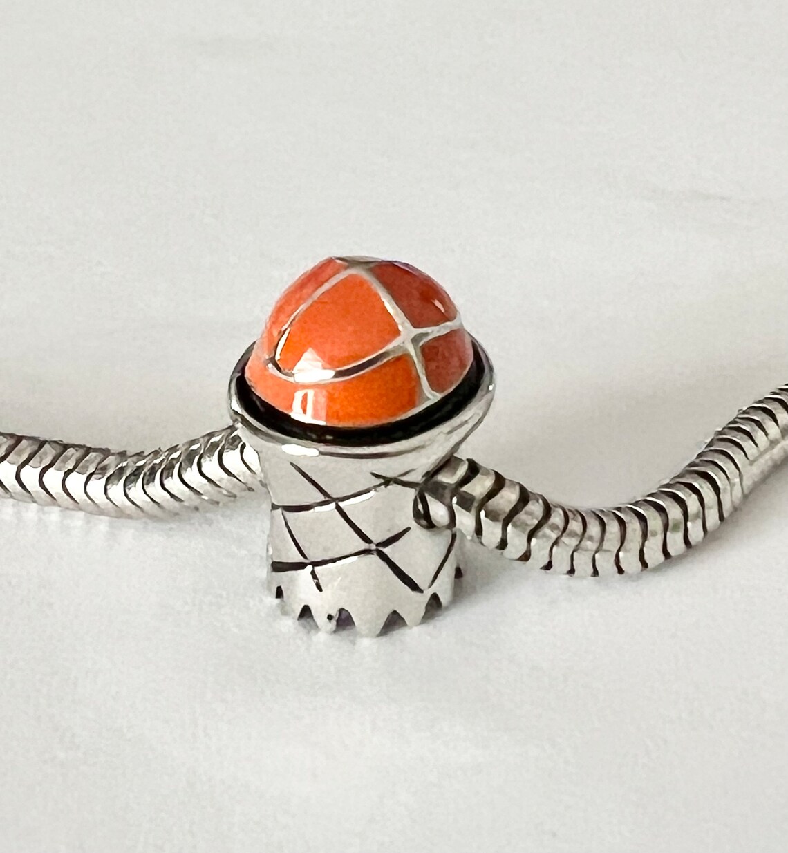 Charm for Pandora Sterling Silver Basketball Charm Enamel - Etsy
