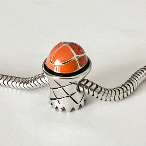 Charm for Pandora Sterling Silver Basketball Charm Enamel - Etsy