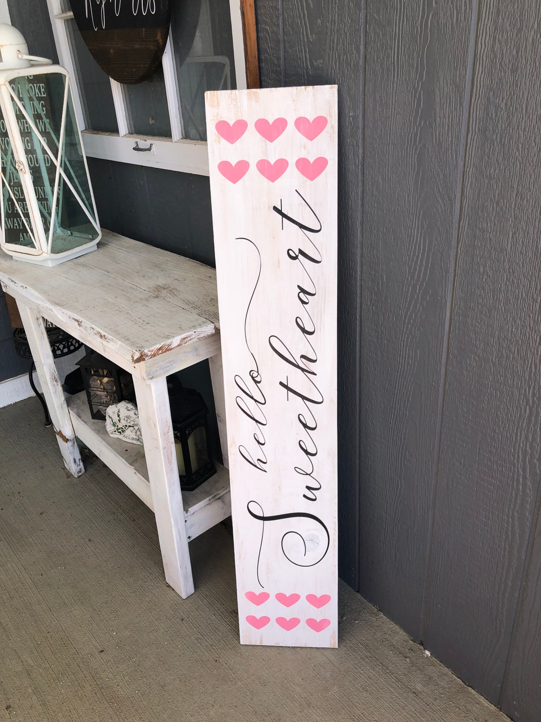 Hello Sweetheart|valentine Porch Decor|valentine Sign|valentine Leaner ...