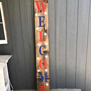 Patriotic Welcome Sign|red White & Blue Decor|patriotic Porch Decor ...