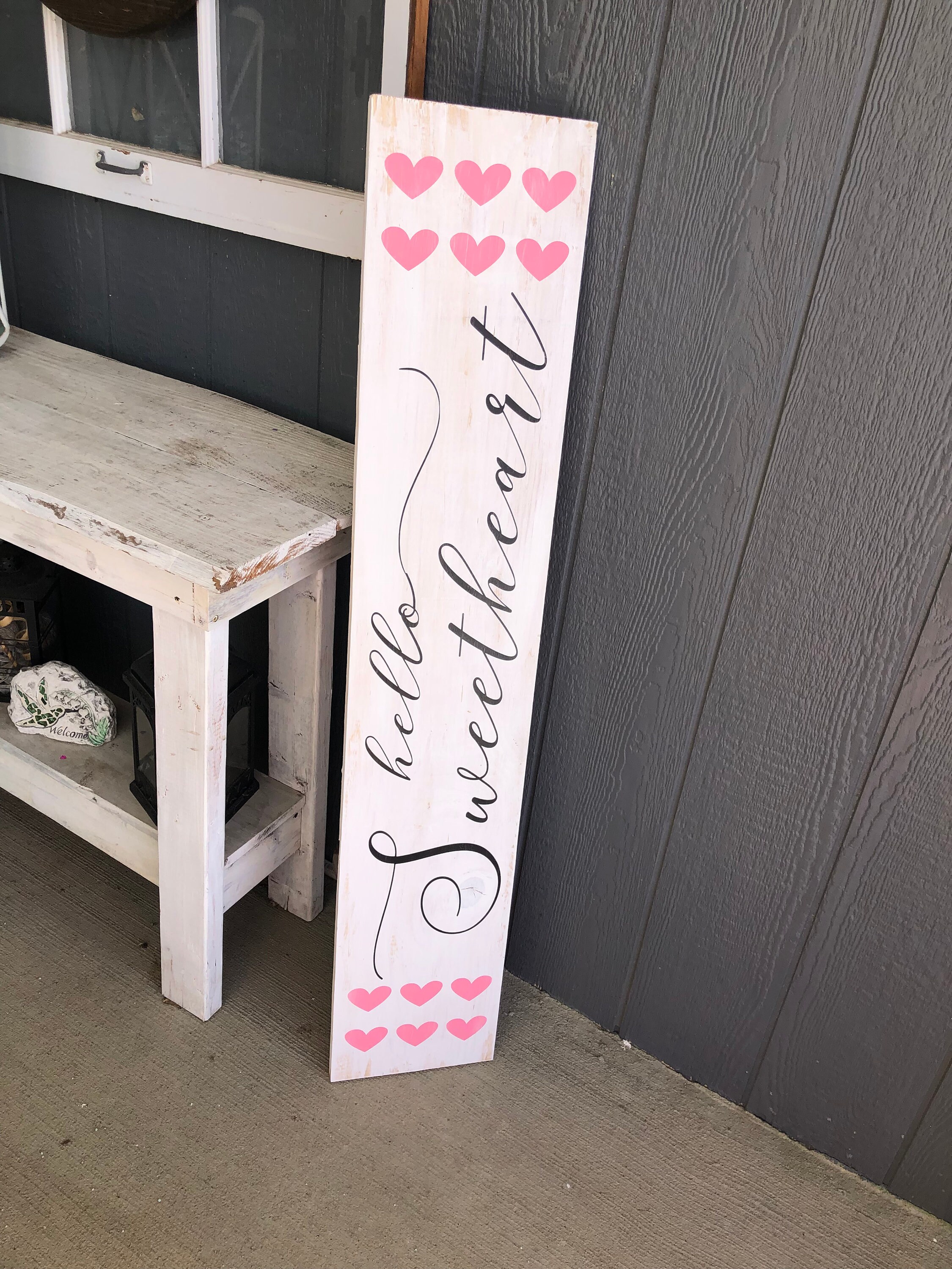 Hello Sweetheart|valentine Porch Decor|valentine Sign|valentine Leaner ...