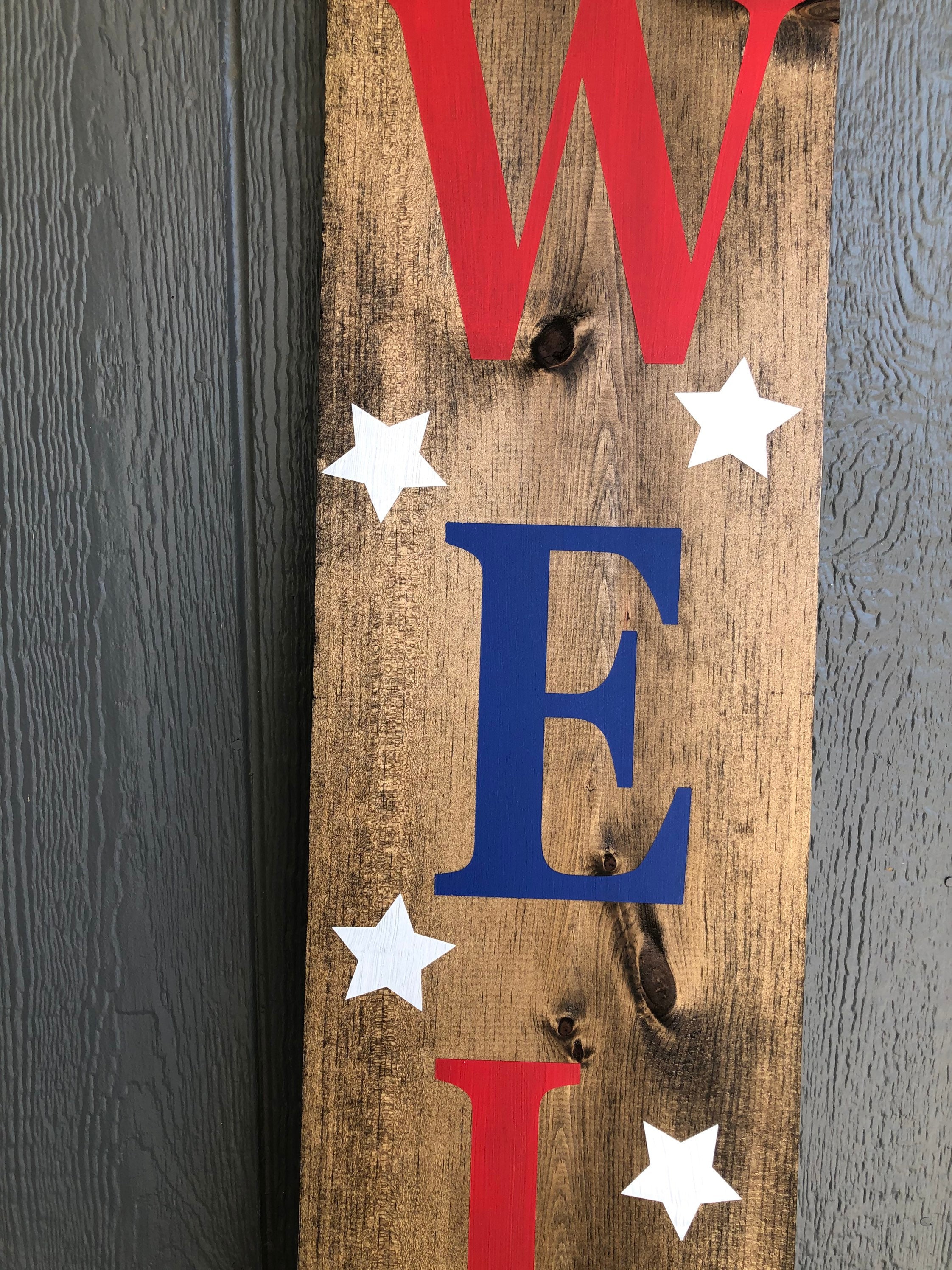 Patriotic Welcome Sign|red White & Blue Decor|patriotic Porch Decor ...