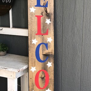 Patriotic Welcome Sign|red White & Blue Decor|patriotic Porch Decor ...