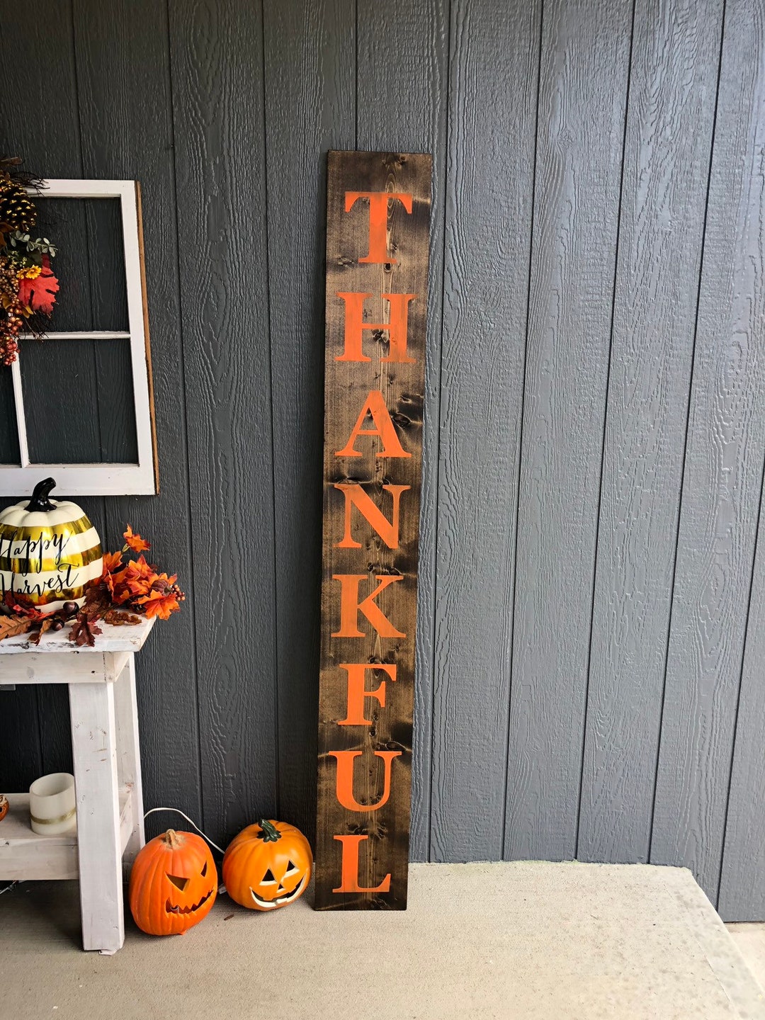 Thankful Porch Sign|vertical Thankful Sign|tall Thankful Sign|rustic ...
