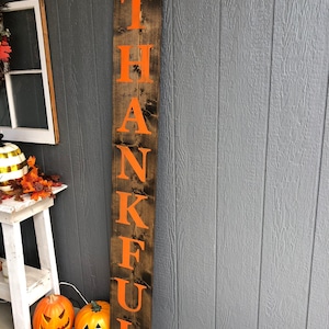 Thankful Porch Sign|vertical Thankful Sign|tall Thankful Sign|rustic ...