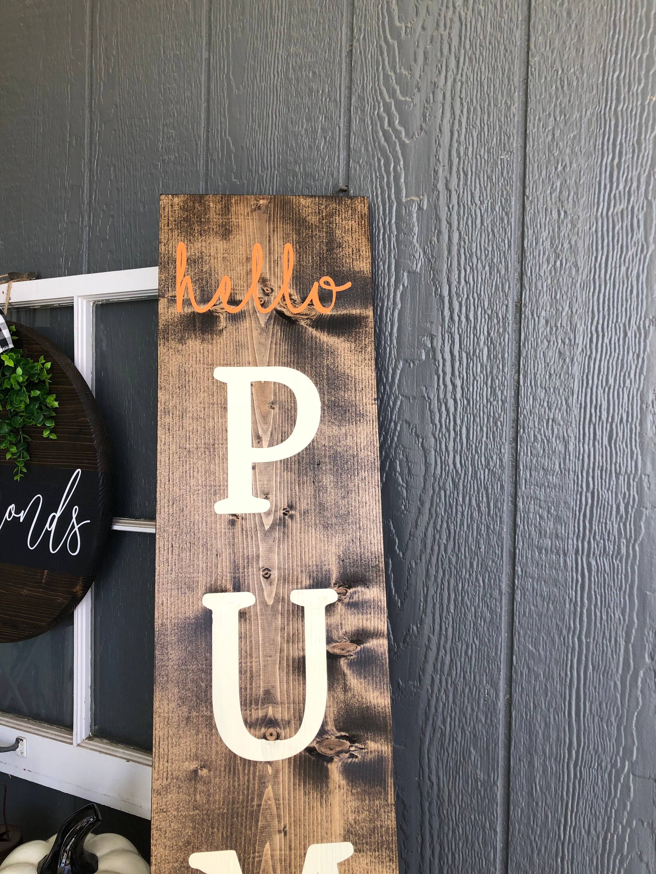 Hello Pumpkin Porch Sign|fall Porch Deocr|pumpkin Porch Sign|rustic ...
