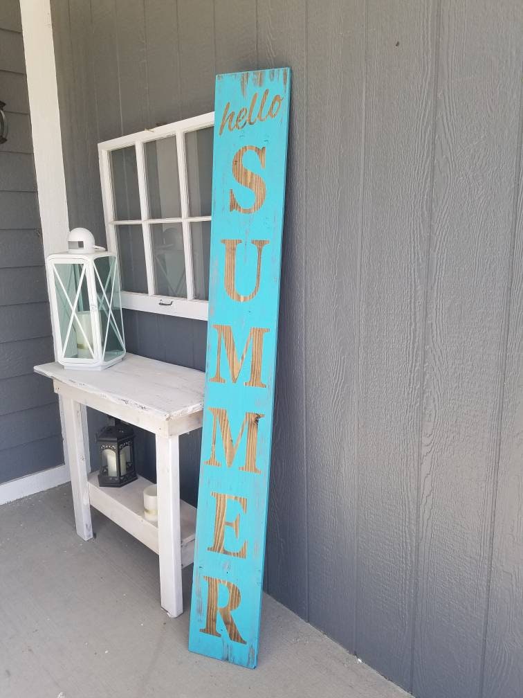 Hello Summer Signsummer Porch Decortall Summer Signrustic - Etsy
