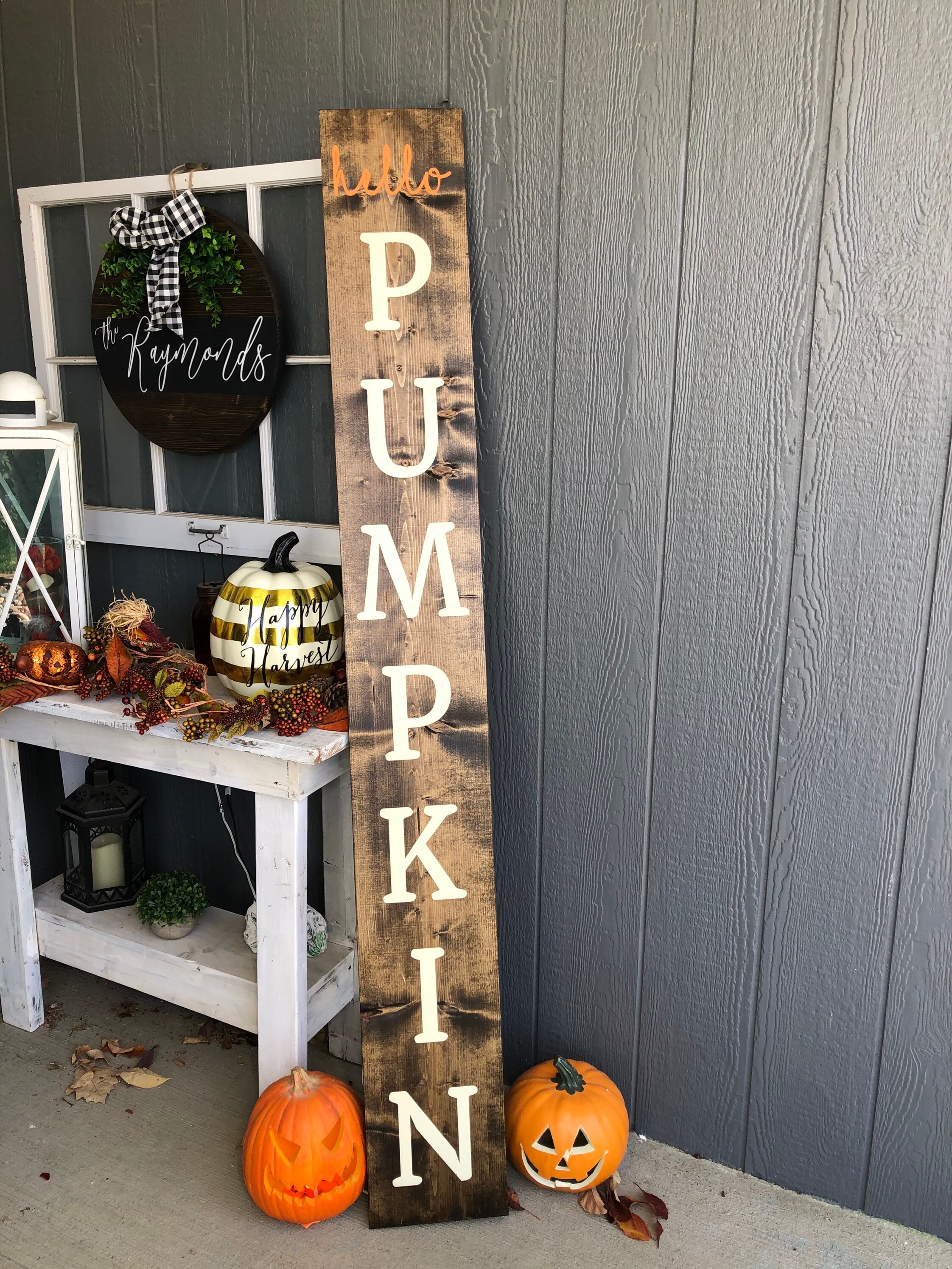 Hello Pumpkin Porch Sign|fall Porch Deocr|pumpkin Porch Sign|rustic ...
