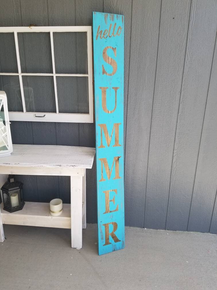 Hello Summer Signsummer Porch Decortall Summer Signrustic - Etsy