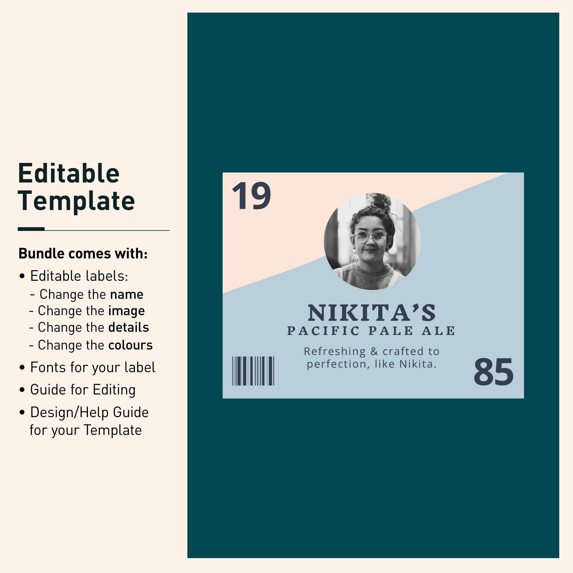 Nikita Editable Beer Label Template Custom Beer Label Printable Label Do It Yourself DIY Labels ...