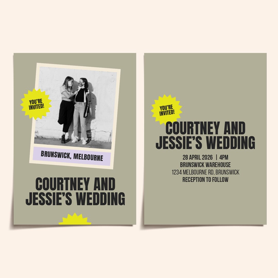 Modern Polaroid Wedding Invite | Cute Bold Wedding Invite | Download ...