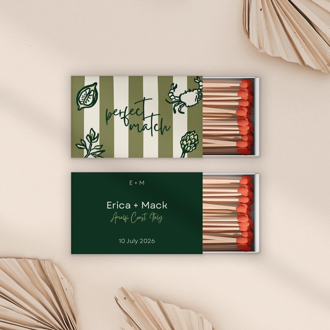 Custom Matchboxes | Custom Wedding Match Box Template | Personalised ...