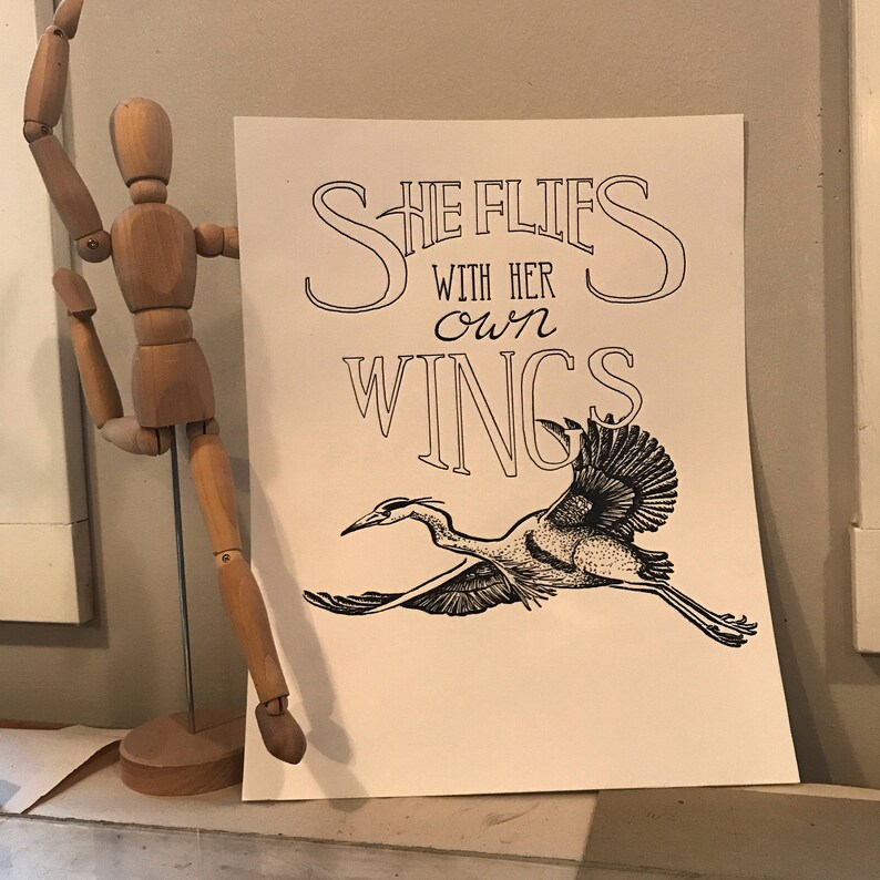 She Flies With Her Own Wings Oregon State Motto Letterpress Poster Alis ...