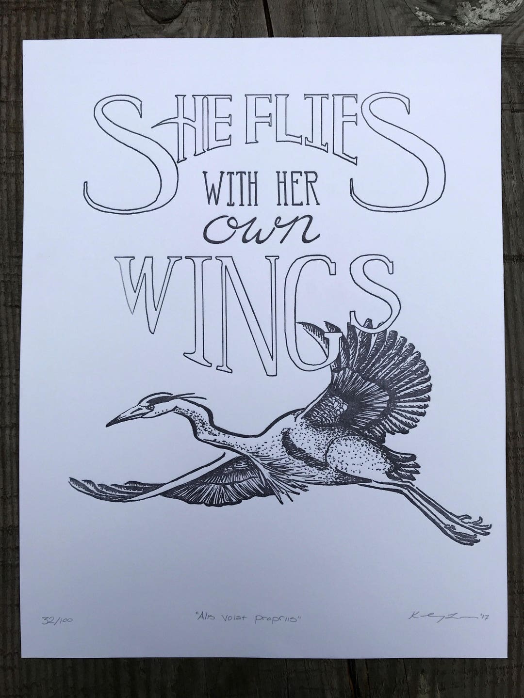 She Flies With Her Own Wings - Oregon State Motto Letterpress Poster ...