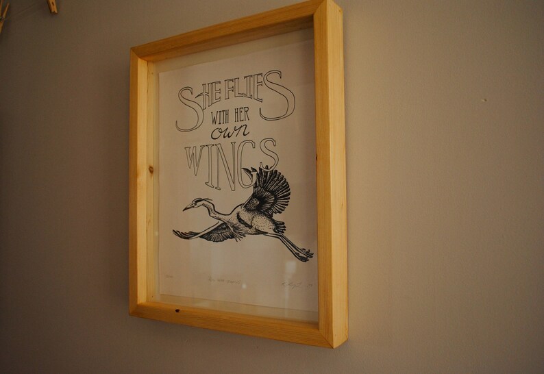 She Flies With Her Own Wings Oregon State Motto Letterpress Poster Alis ...