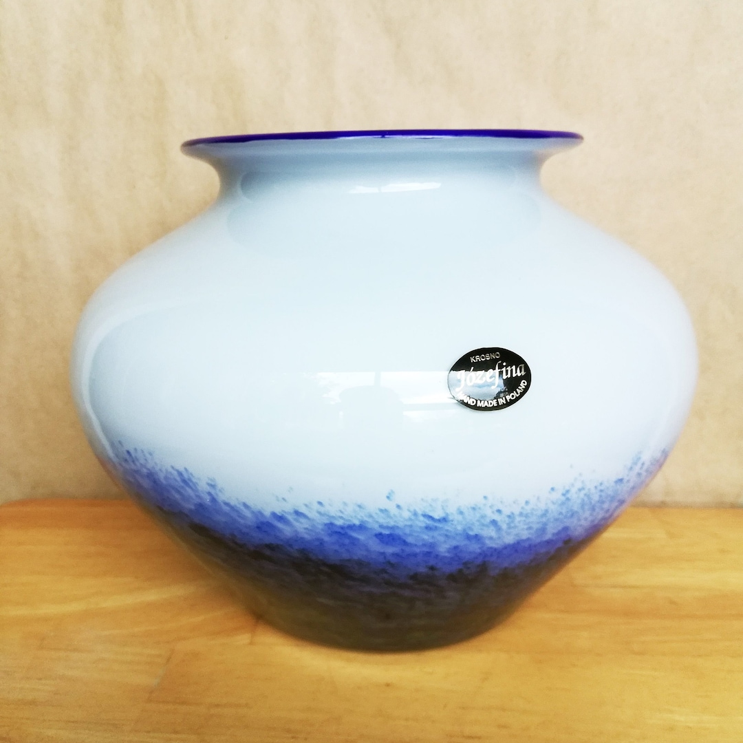 Stylish Blue Vase - Krosno Jozefina Glass - Made in Poland - Vintage ...