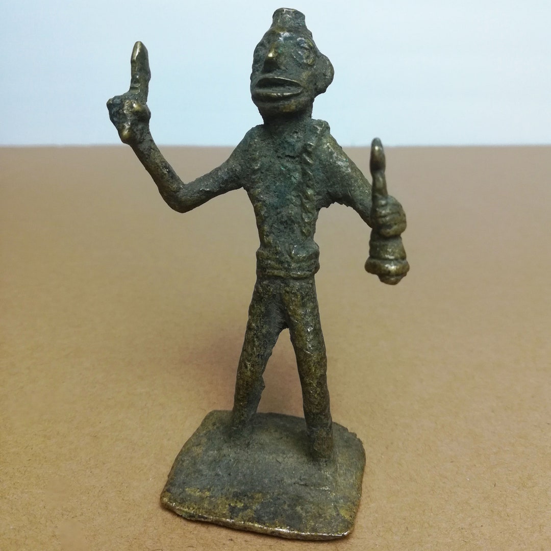 Tibetan Brass Figure - Antique Asian Folk Art - Vintage Home Decor ...