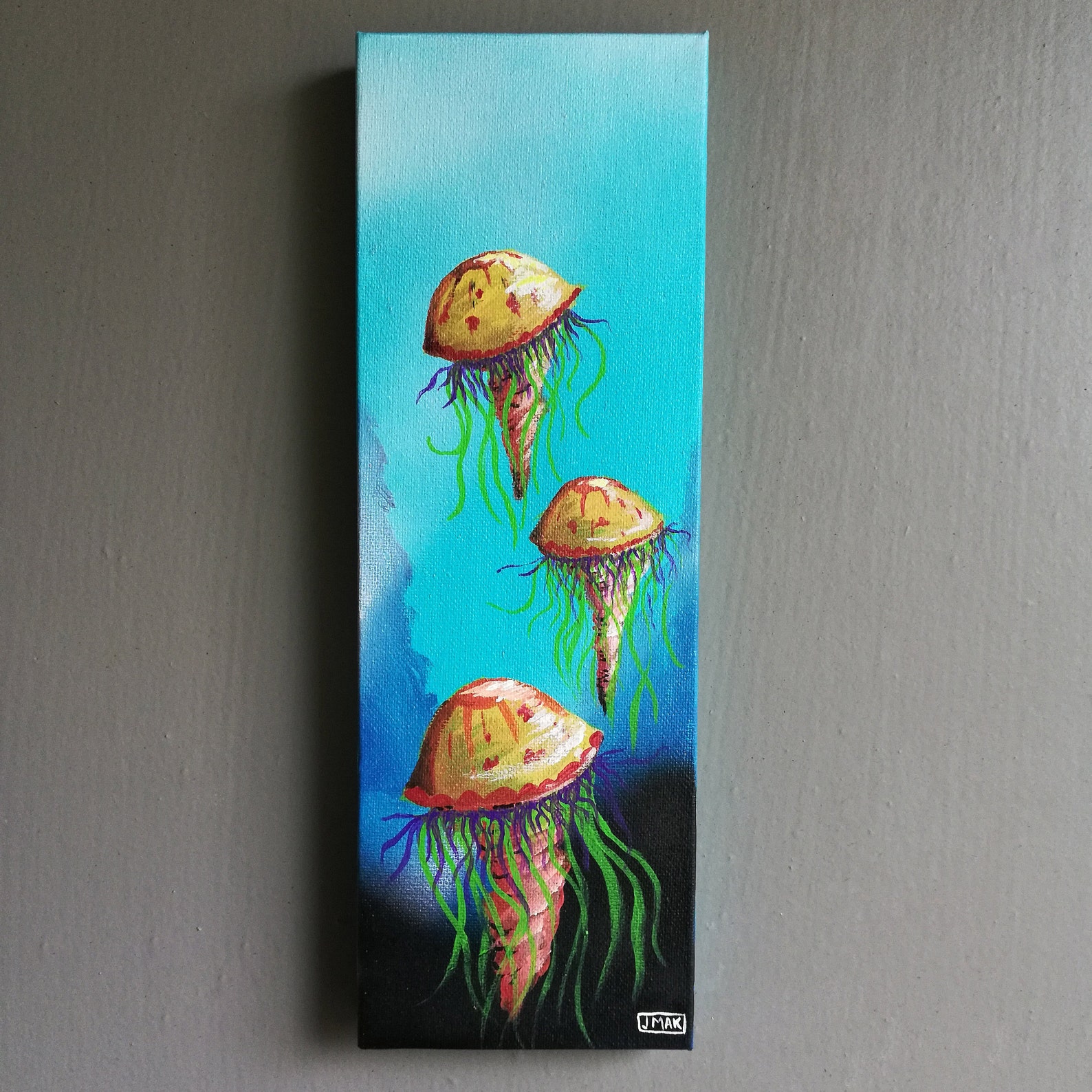 Acrylic Jellyfish Painting - Original Canvas Art - Wall Decor - Living ...