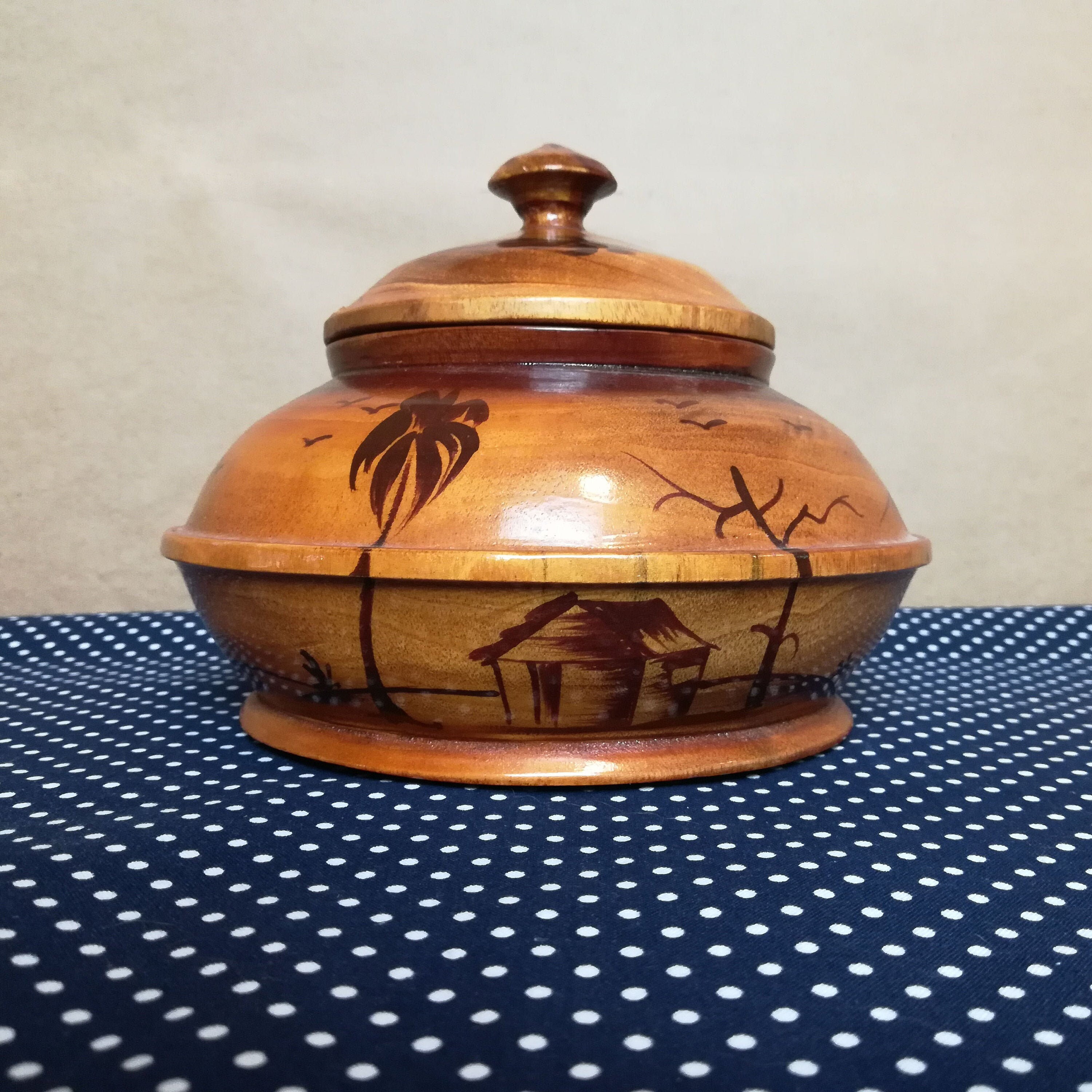 Handmade Lidded Wooden Container: Tropical Decor (5.5x5.25 In) - Etsy