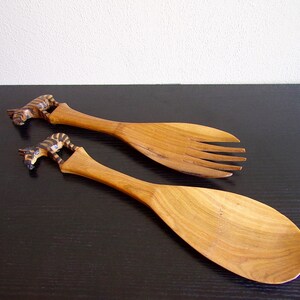 Wooden Fork and Spoon - Zebra Figure - Ornamental Utensils - Kitchen ...