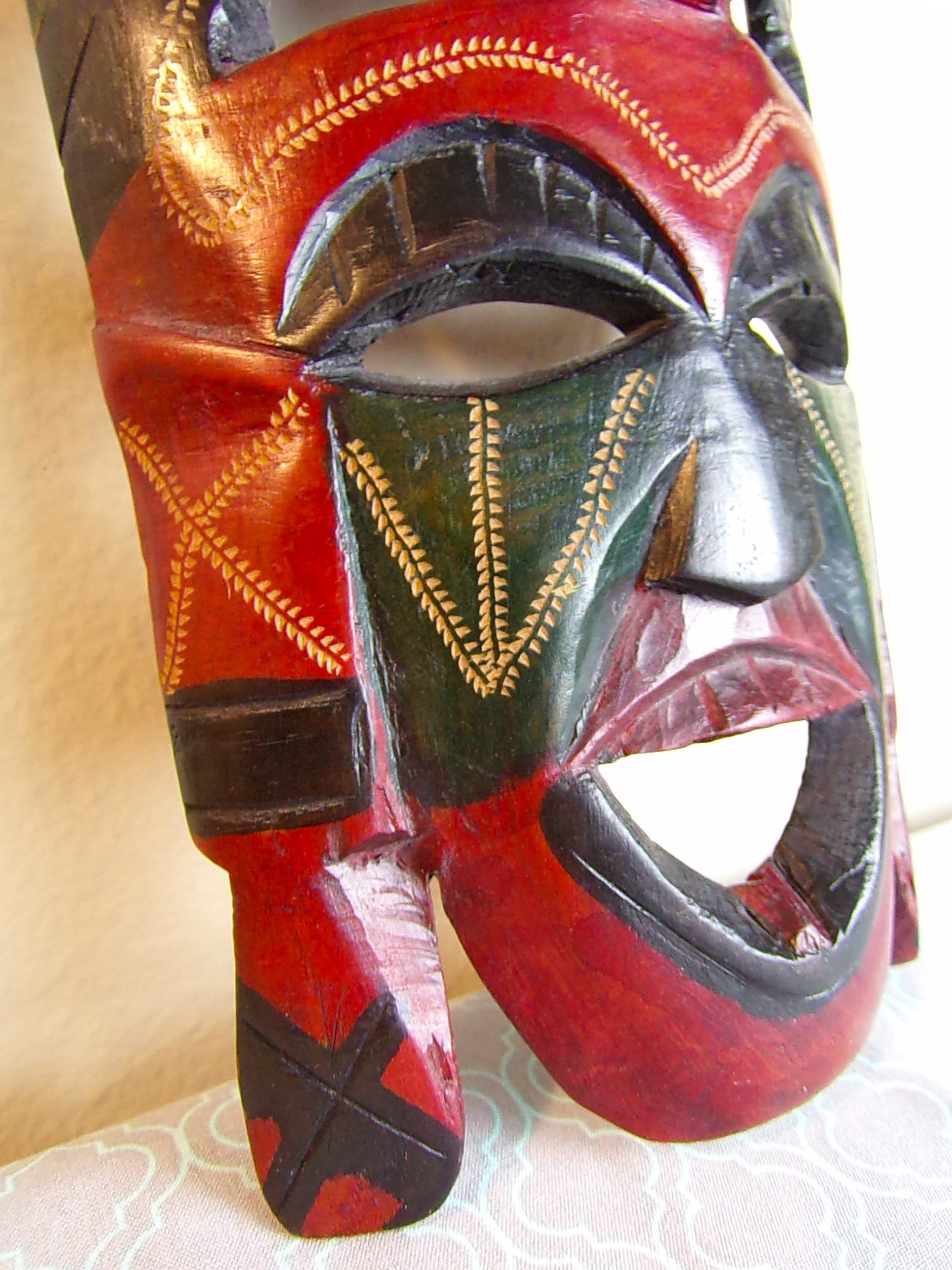 Carved Wooden Mask: African Folk Art Wall Decor - Etsy