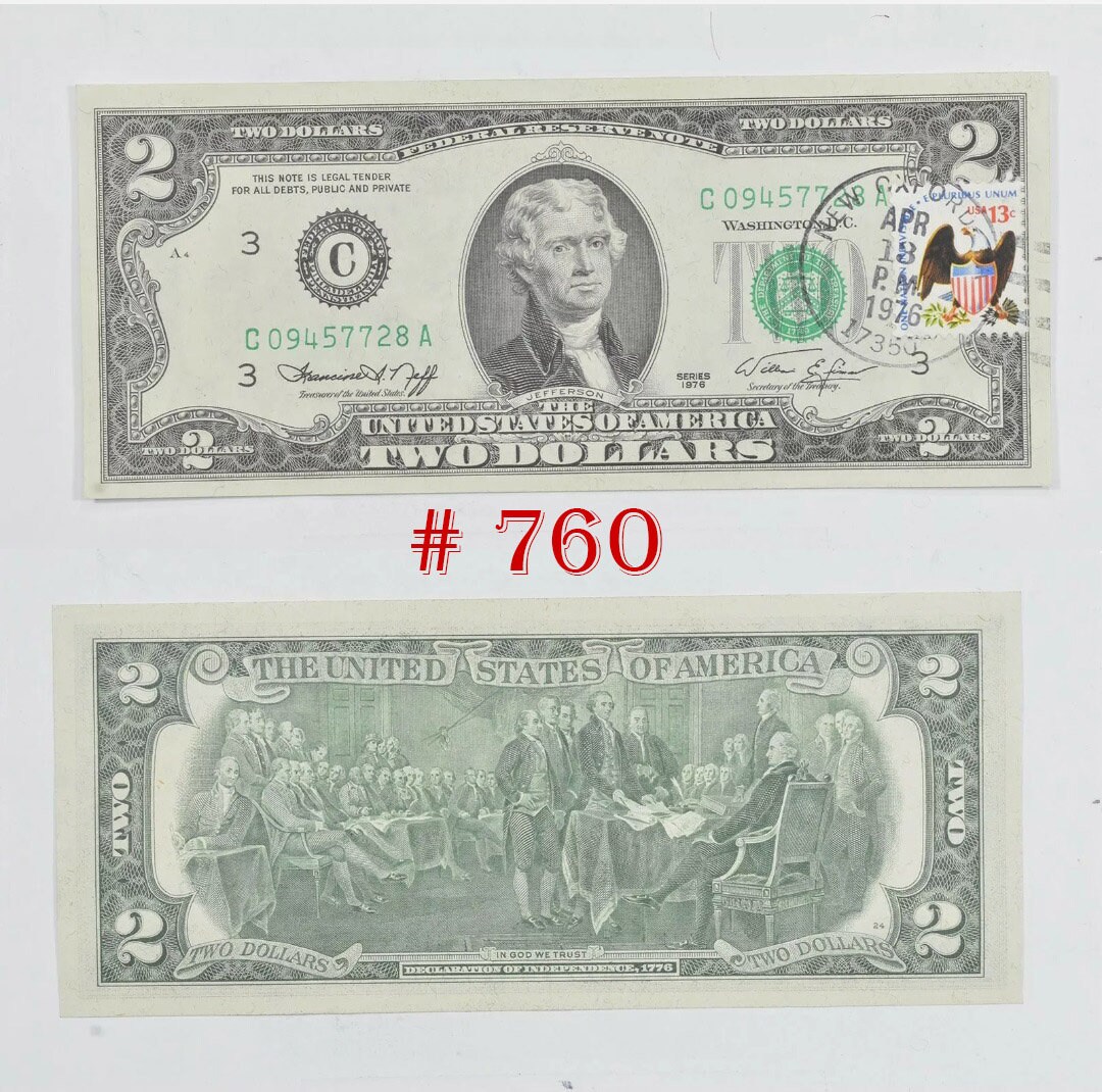Genuine 1976 Two Dollar Bill Stamped First Day Issued - Etsy
