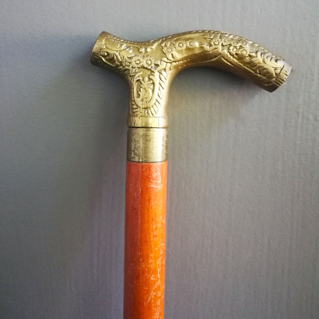 Vintage Walking Cane - Stylish Floral Brass - Ergonomic Handle ...
