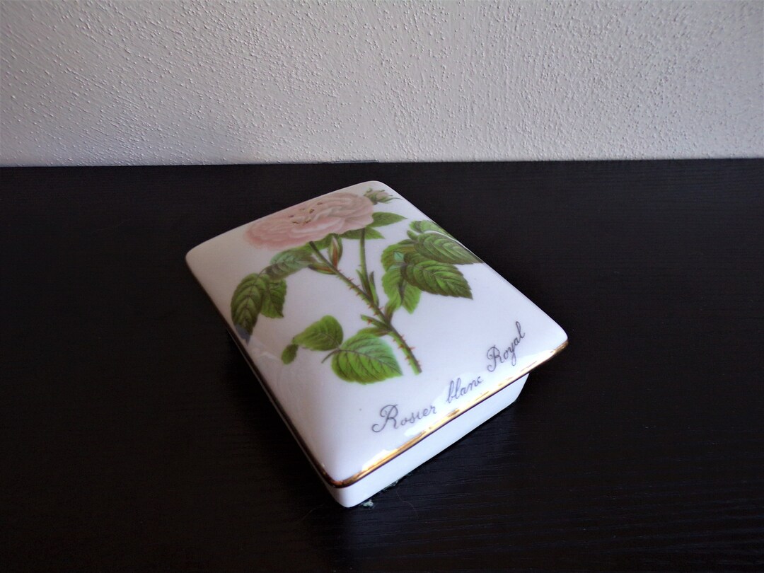 Pink Rose Trinket Box - Porcelaine De Paris Container - Made in France ...