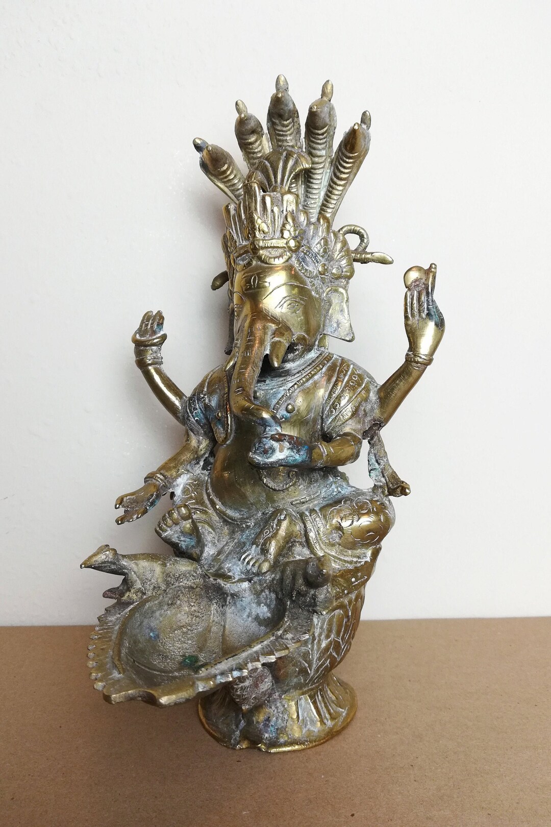 Brass Sukunda Oil Lamp - Large Ganesha Statue - Chaturthi Decor ...