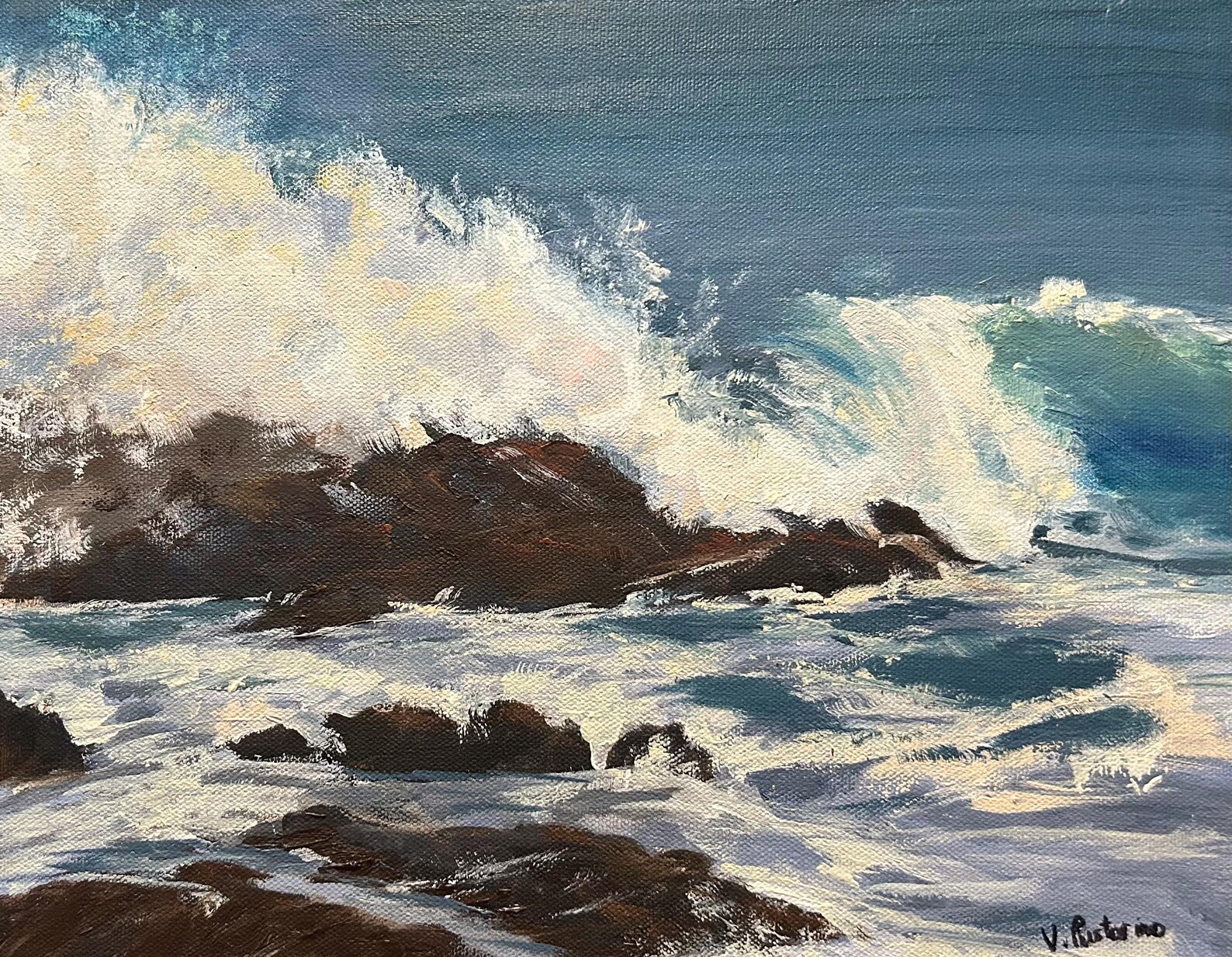California Northern Pacific Ocean Wave Oil Painting on Canvas Original ...