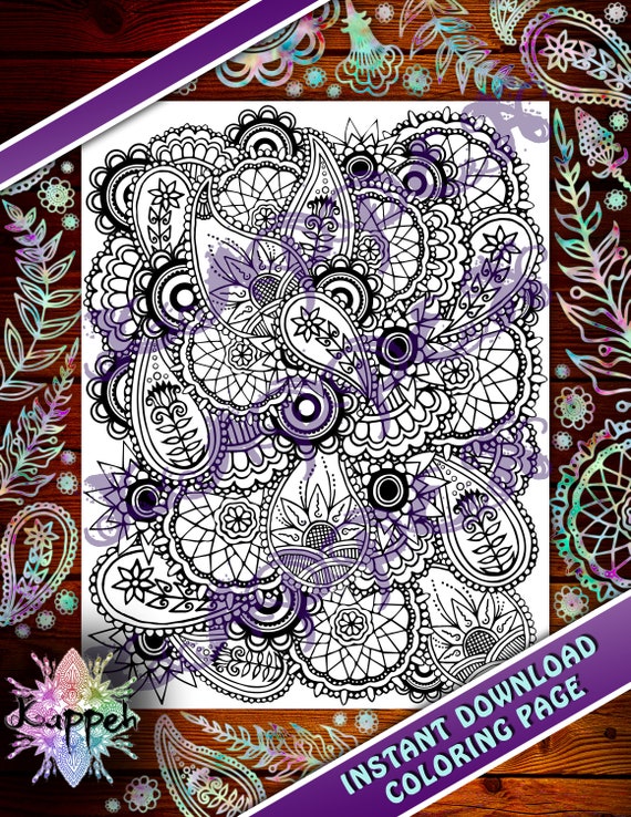 Printable Coloring Page Henna Floral Design PDF Download - Etsy