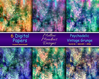 Printable Digital Paper Psychedelic Grunge Galaxy Design X6 12x12 ...