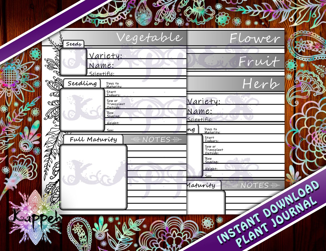 Printable DIY Garden / Plant Journal - 4 Pages Included (vegetables ...