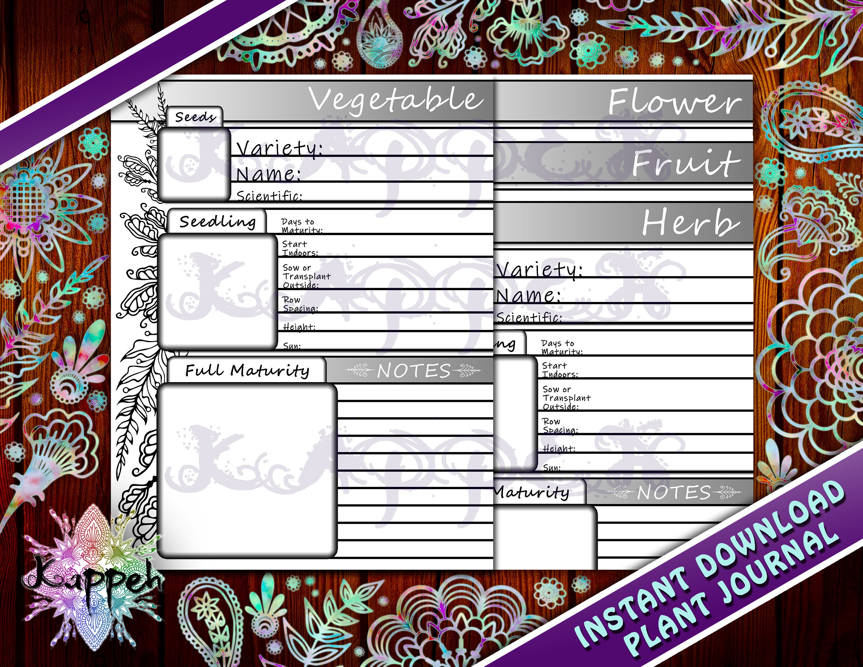 Printable DIY Garden / Plant Journal - 4 Pages Included (vegetables ...