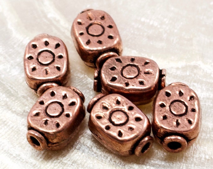 Oxidized Copper Bali Style Beads - Antiqued Copper Beads - 9x10mm - 6 ...