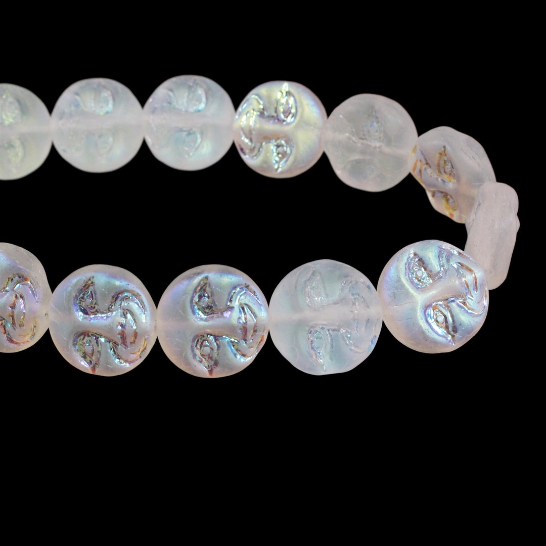 Czech Glass Moon Face Beads - Celestial Beads - Crystal Transparent ...