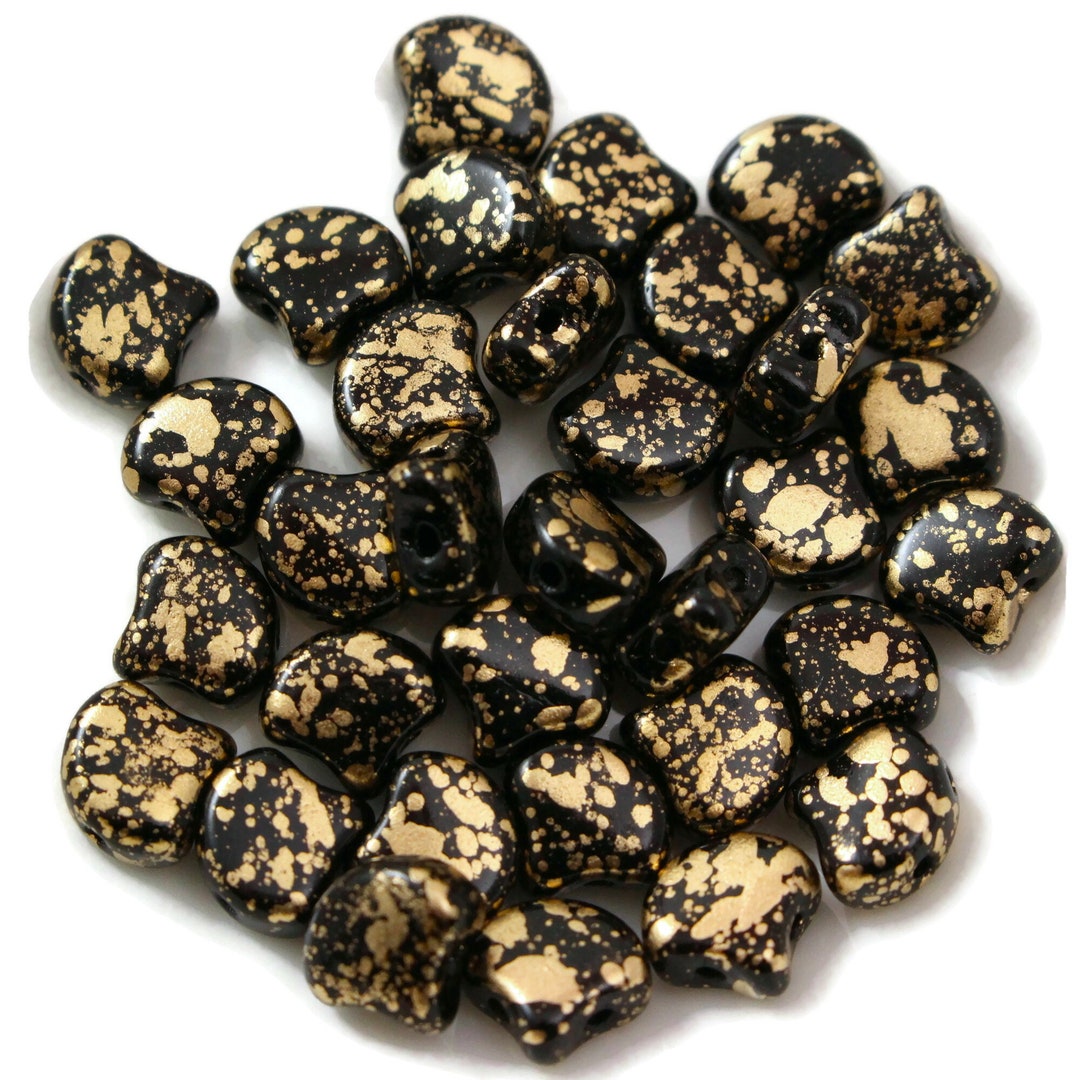 Czech Glass Matubo Ginko (ginkgo) Leaf Bead - Two Hole Beads - Jet ...