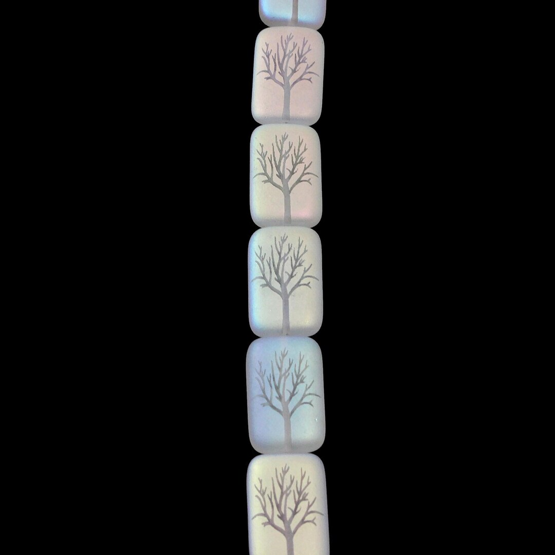 Czech Glass Two Sided Rectangle Beads - Crystal Matte With Aurora ...