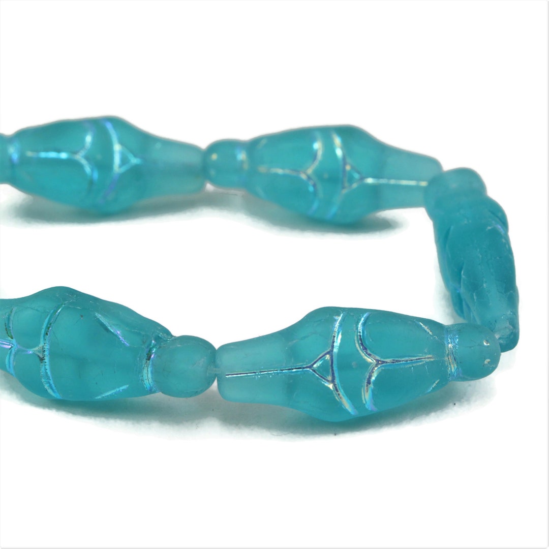 Czech Glass Mother Goddess Venus Beads - Aqua Blue Transparent Matte ...